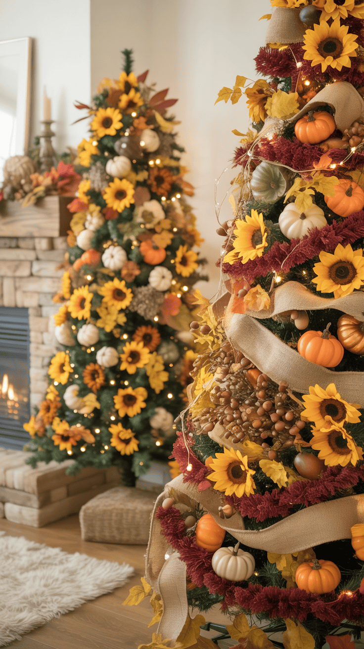 Decorated Fall Christmas Trees That Blend Two Seasons ...